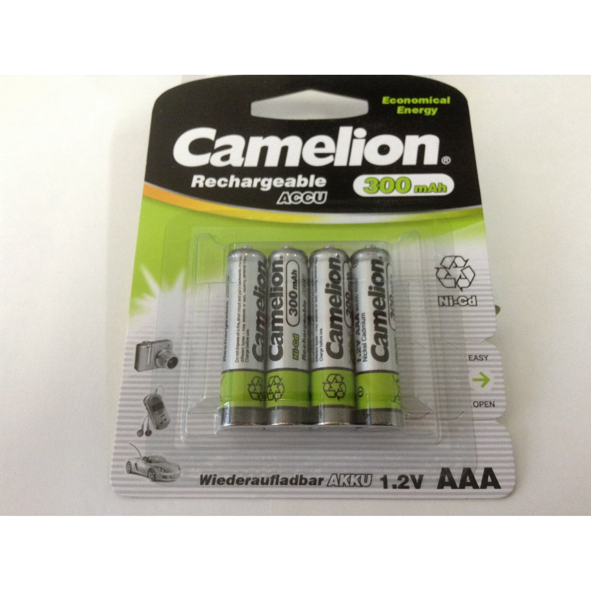 Camelion Economical Energy AAA Rechargeable NiCD Batteries 300mAh 4 ...