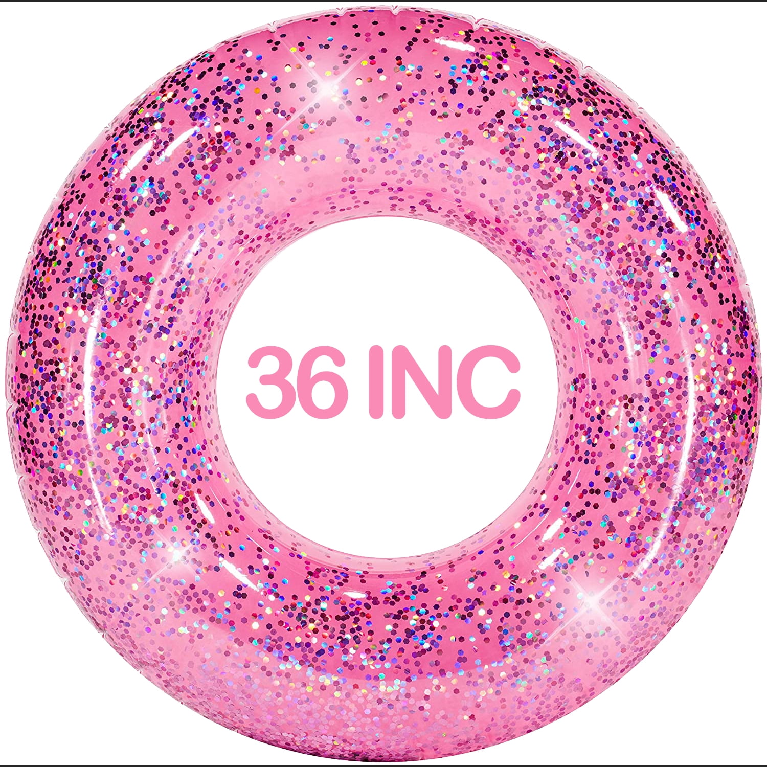 Camellea 36" Pink Glitter Swim Ring - Large for The Pool Beach or Lake ...