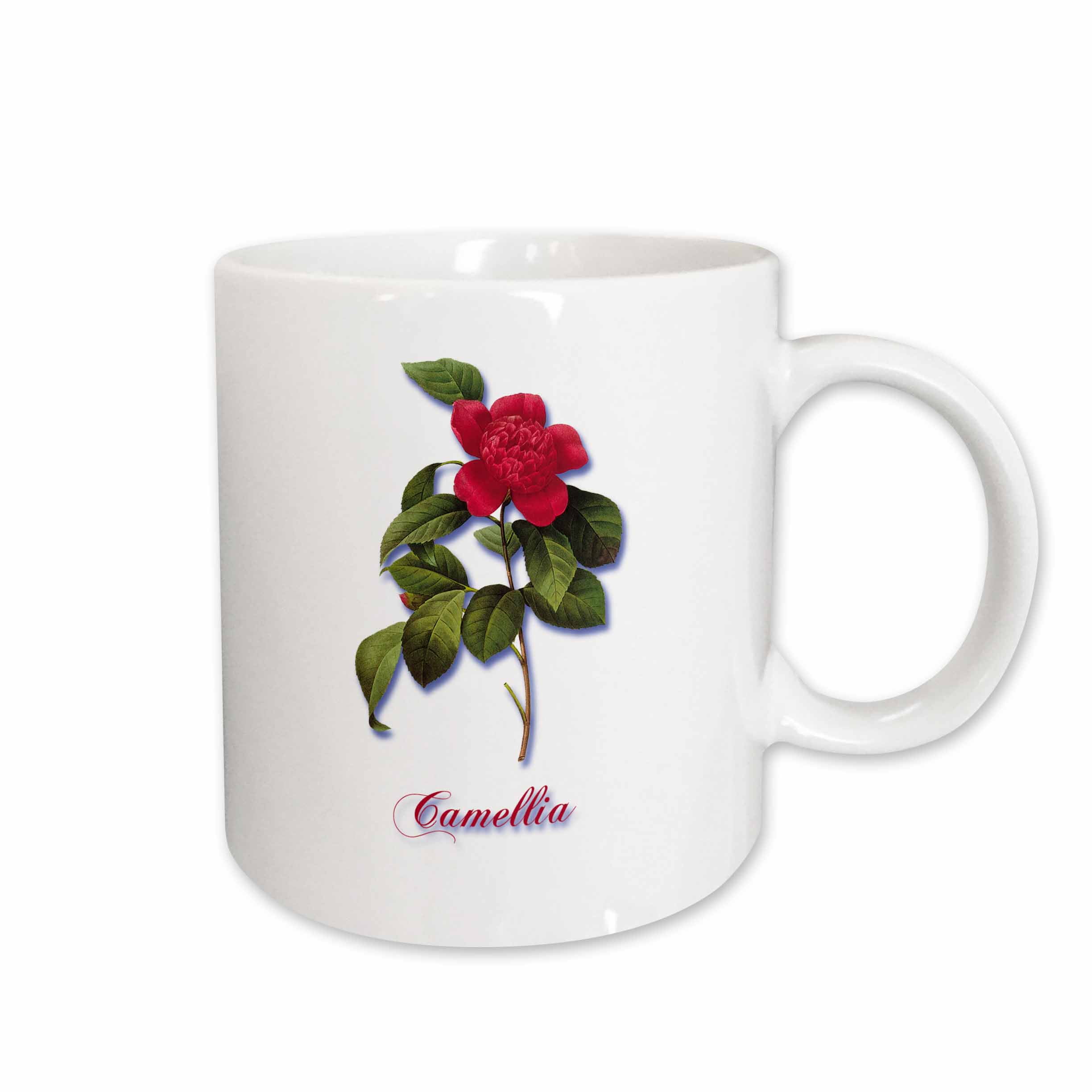 3drose, Camellia, Botanical Print of a Deep Red Multi Petalled Flower ...