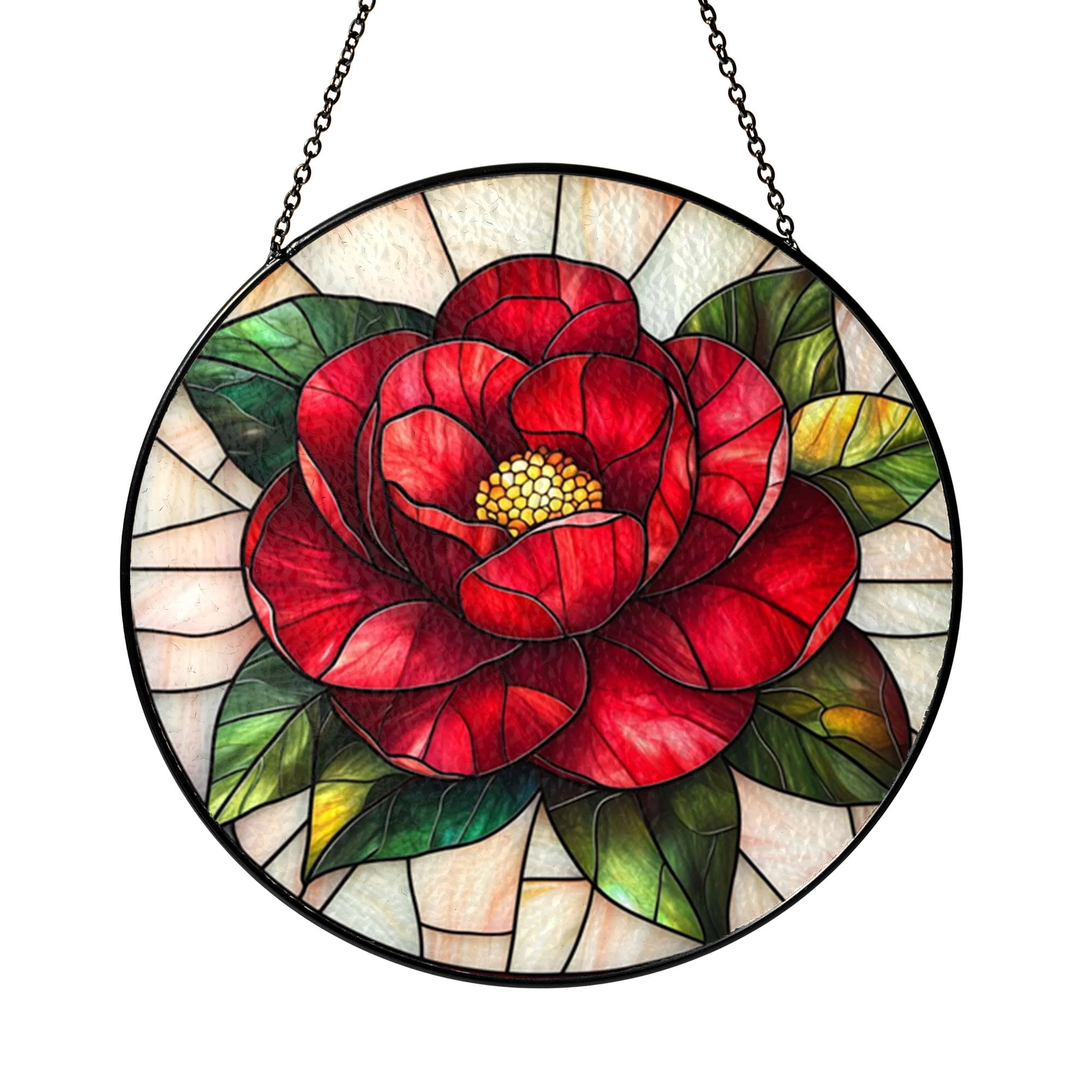 Camellia Flower Glass Style Window Hanging – Botanical Home Art ...