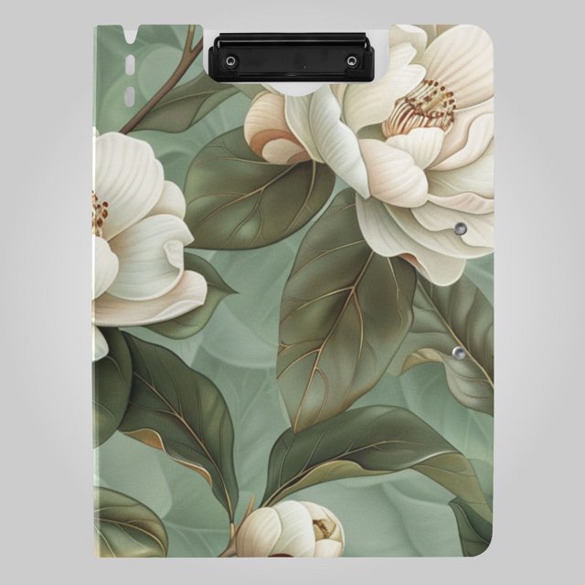 Camellia Leaves Foldable Binder Folder Clipboard with Pen Slot Double ...