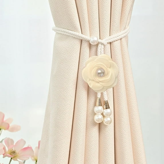 Camellia curtain straps, adjustable camellia curtain straps, pearl and ...