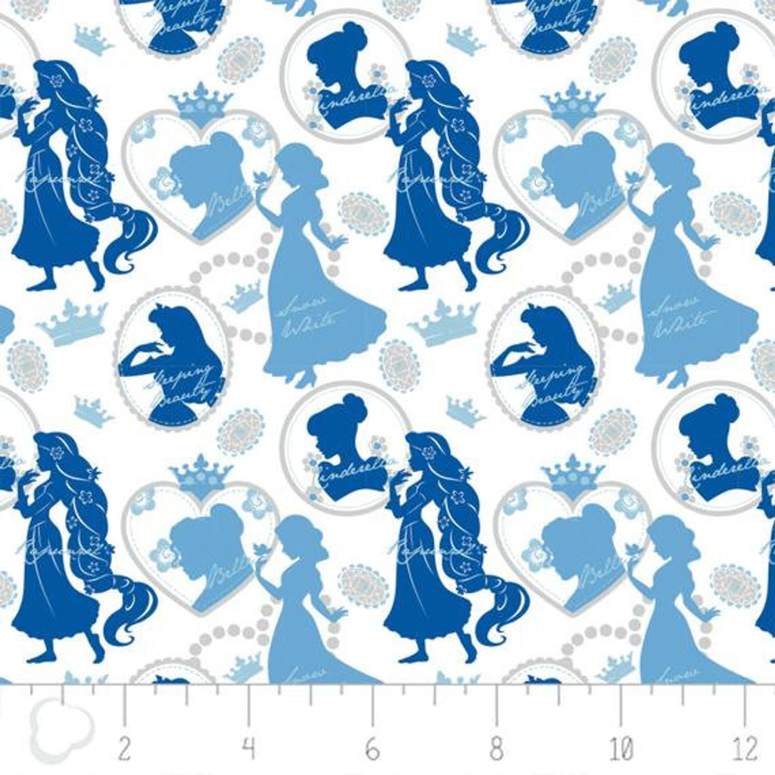 Camelot Disney Princess Silhouette in Blue Fabric Sold by The Yard ...