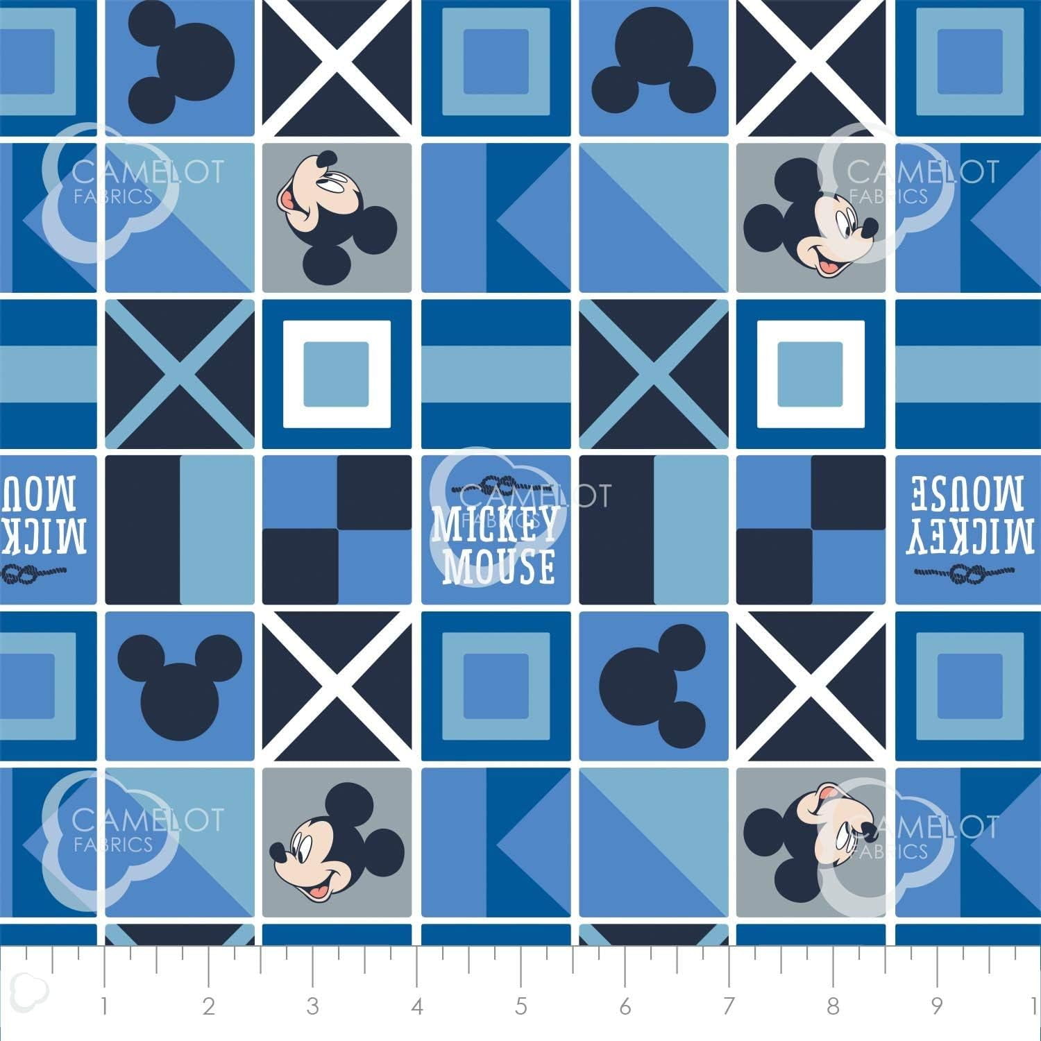 Camelot Fabrics Disney Mickey Mouse Oh Boy Flags in Blue 100% Cotton ...