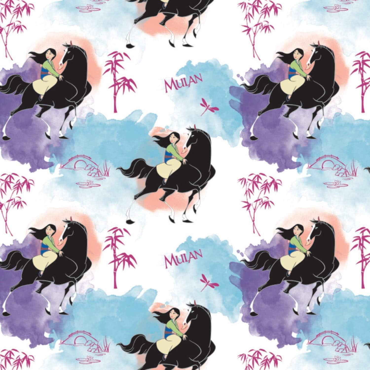 Camelot Fabrics Disney Princess Mulan horse Journey of My Own White 100 ...