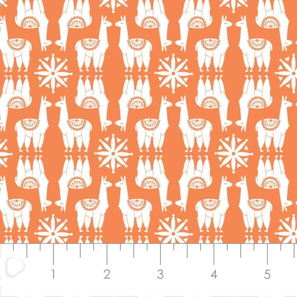 Camelot Fabrics Llama Drama Proud Llamas in Orange 100% Cotton Fabric ...