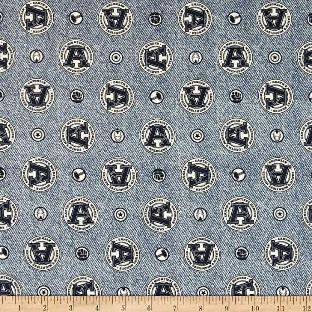 Camelot Fabrics Marvel Avengers Patches White Blue Stripes 100% Cotton ...