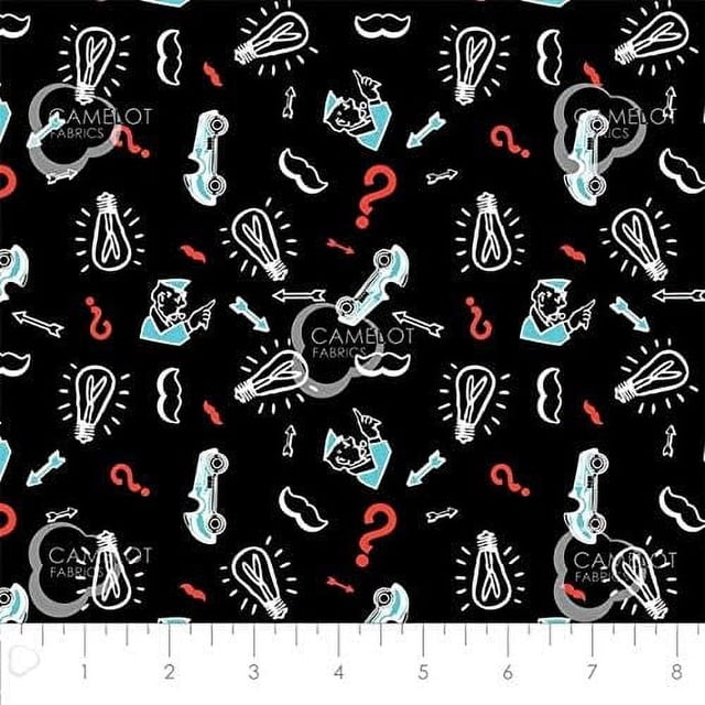 Camelot Fabrics Monopoly Tossed Boardgames in black 100% Cotton Fabric ...