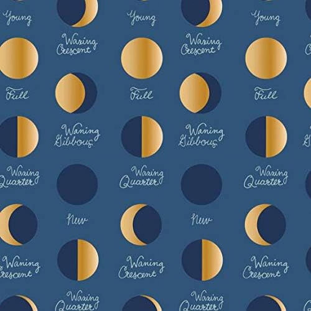 Camelot Fabrics Moroccan Nights Collection Lunar Phases Moon Blue 100% ...
