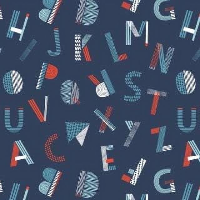 Camelot Fabrics Nautical Collection Stylized Letter Navy Blue 100% ...