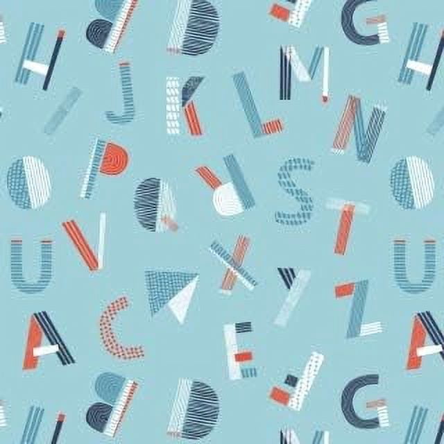 Camelot Fabrics Nautical Collection Stylized Letters Blue 100% Cotton ...