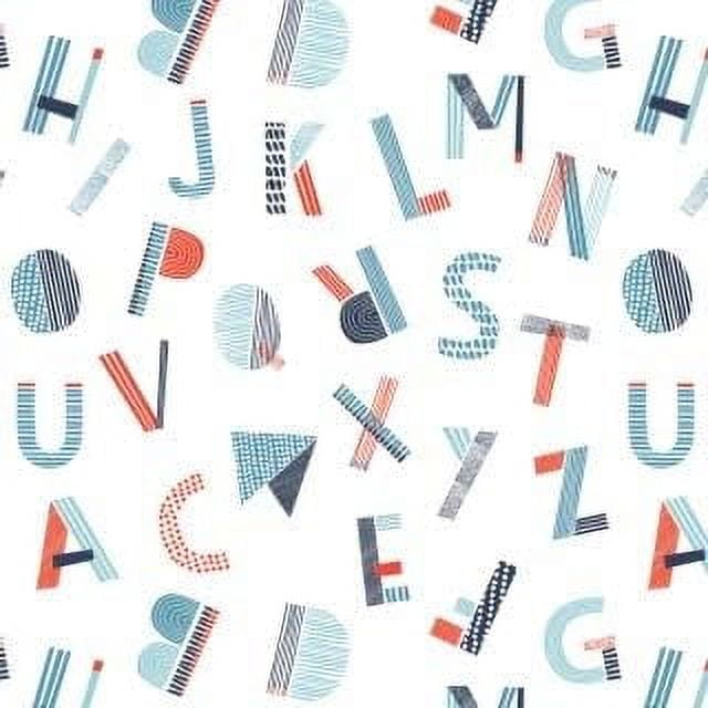 Camelot Fabrics Nautical Collection Stylized Letters White 100% Cotton ...