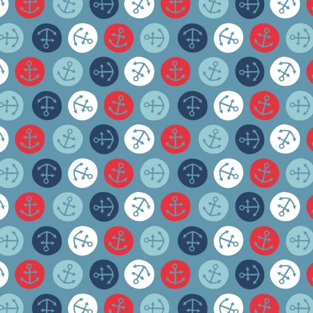 Camelot Fabrics Nautical Collection Tiny Anchors Toss Blue 100% Cotton ...
