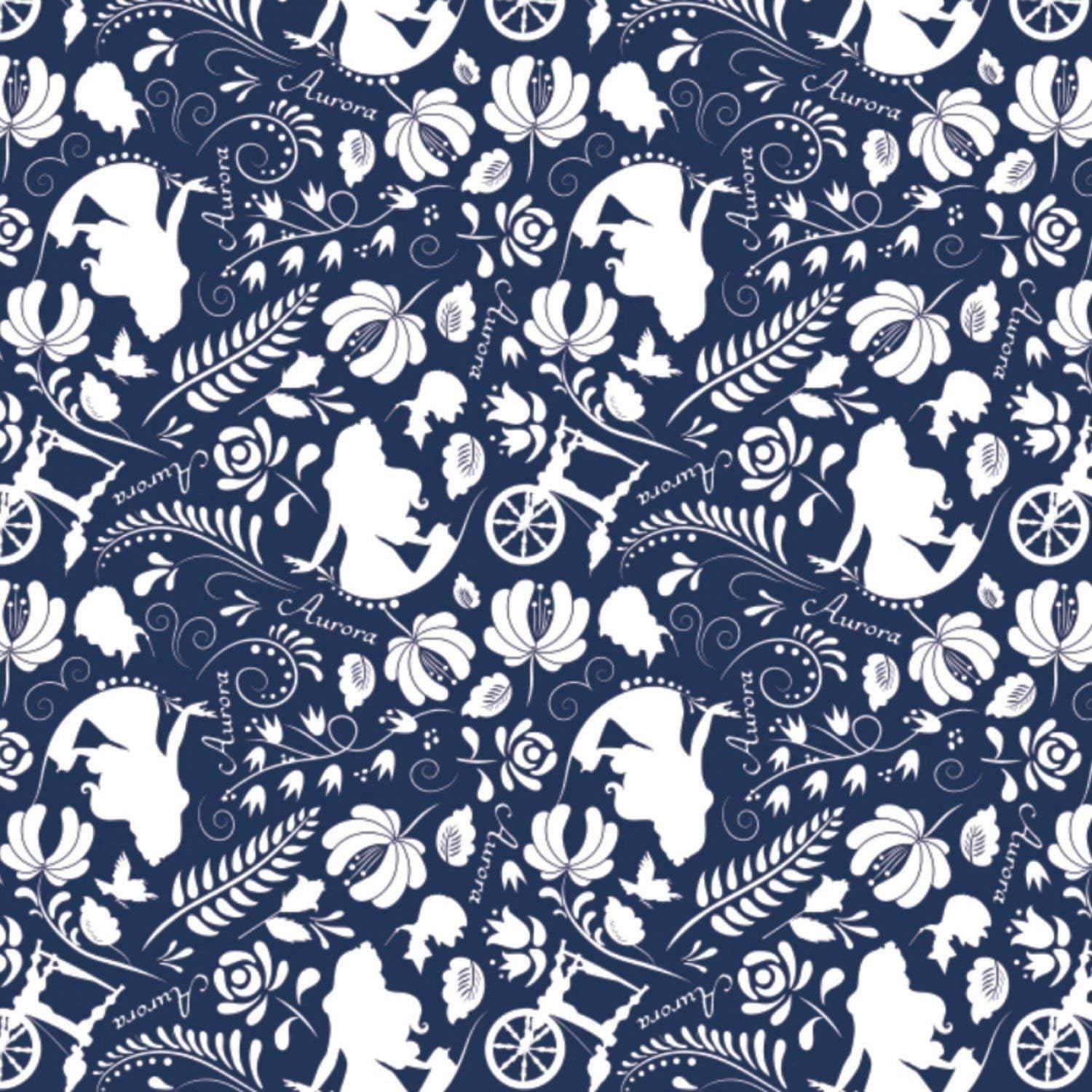 Camelot Fabrics Sleeping Beauty - Aurora Silhouette Color Navy 100% ...