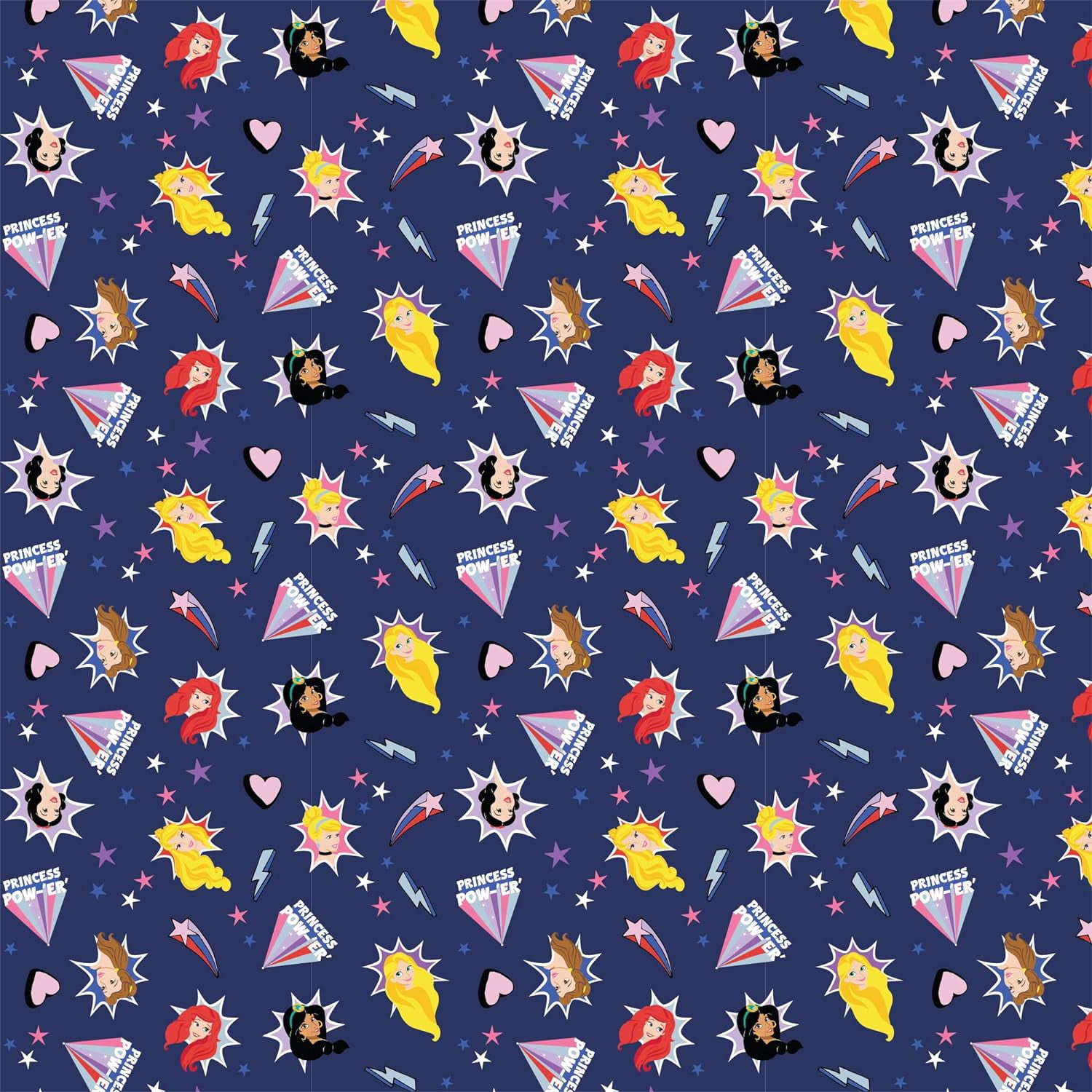 Camelot Fabrics Tossed Princess Burst in Navy Blue 100% Cotton Fabric ...