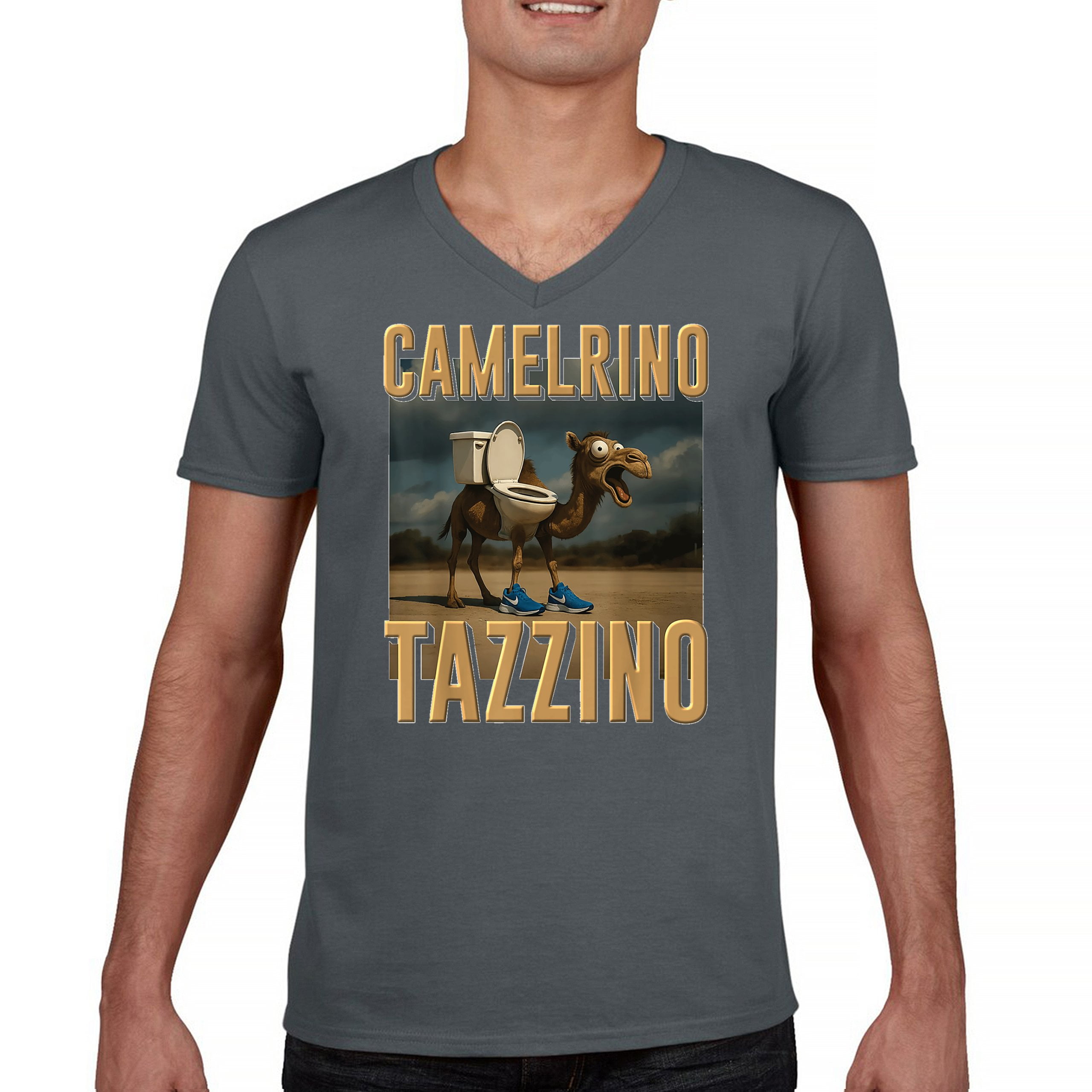 Camelrino Tazzino Men's V-Neck T-shirt Funny Italian Brainrot Gen Z ...