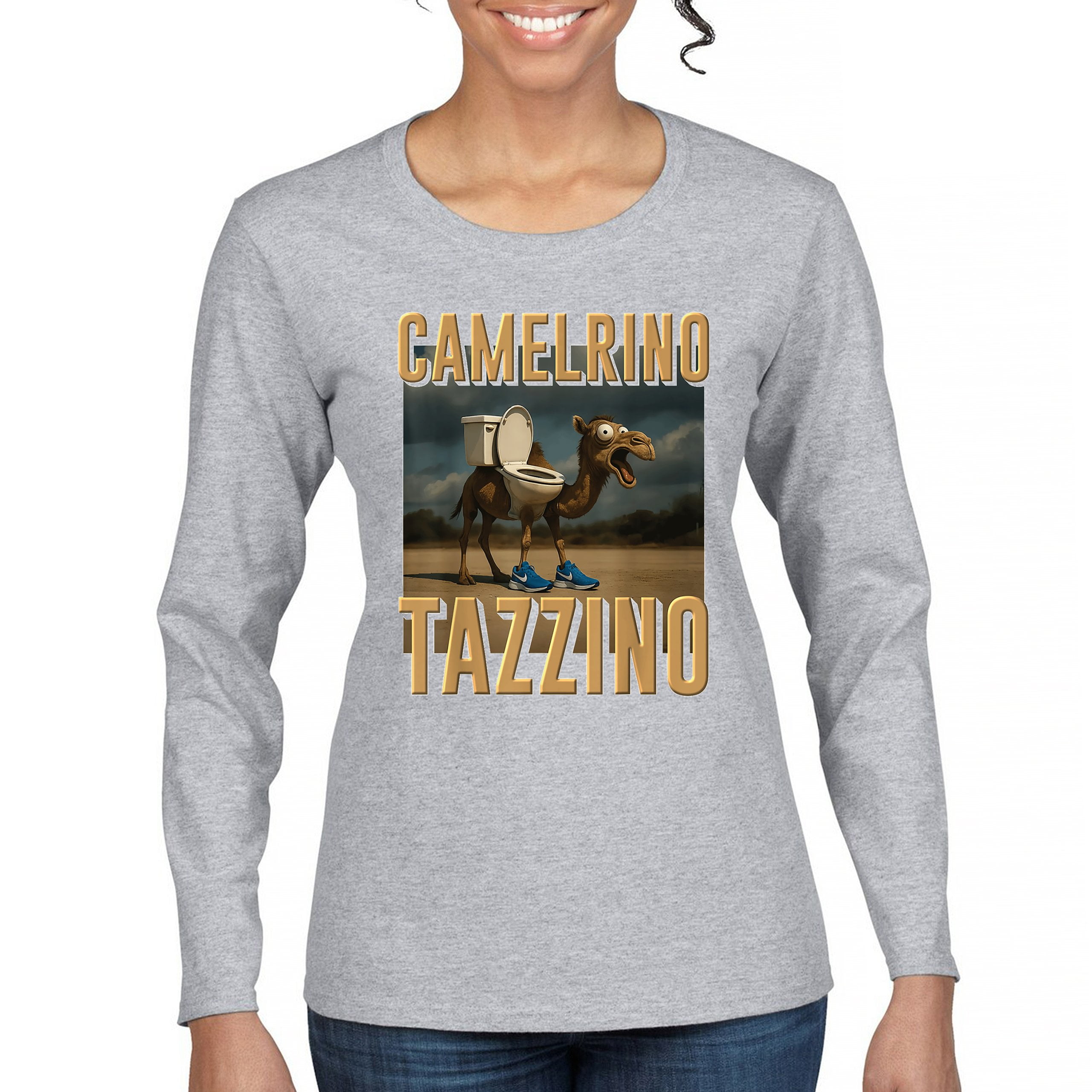 Camelrino Tazzino Women's Long Sleeve T-shirt Funny Italian Brainrot ...
