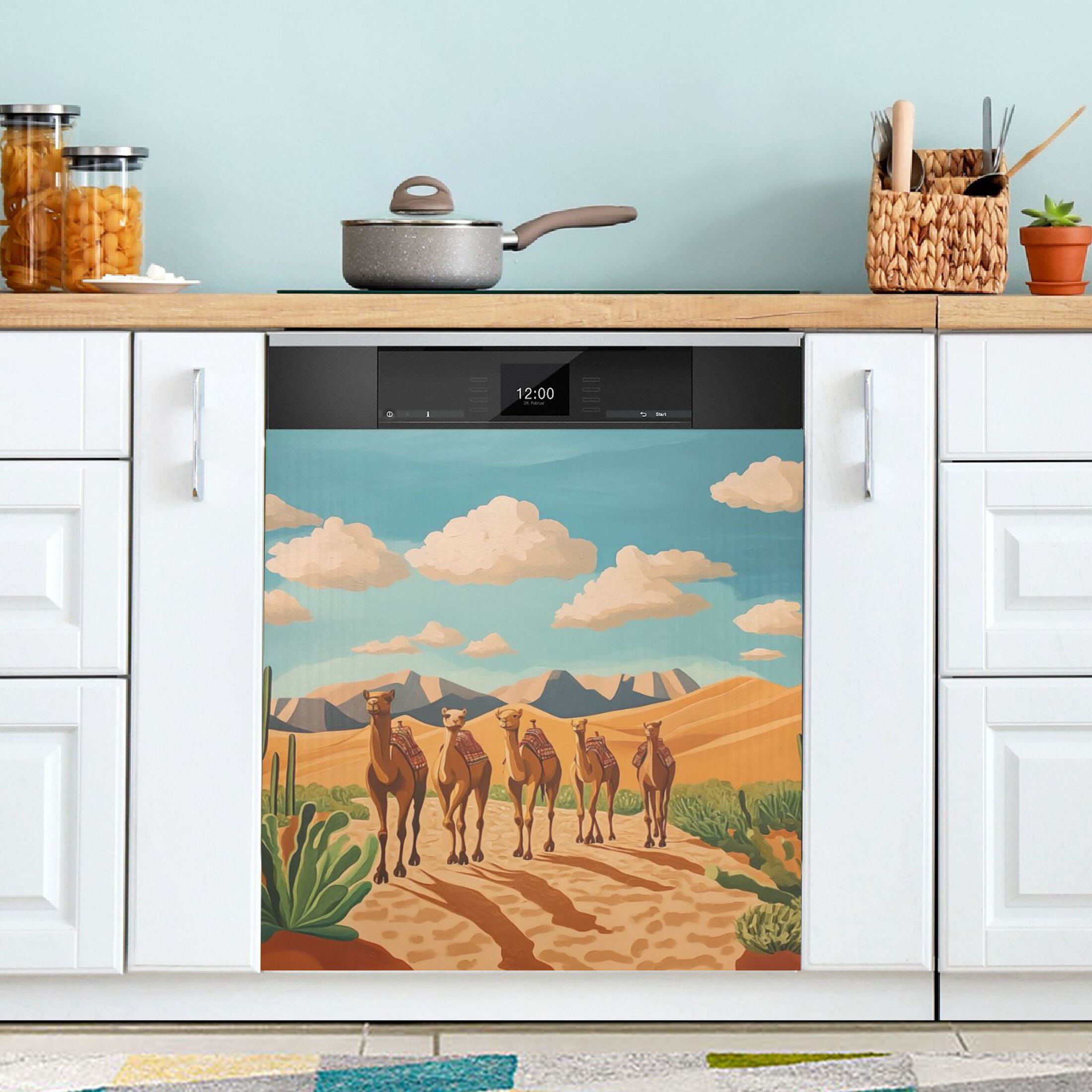 Camels Catcus in Desert Clouds Dishwasher Magnet Refrigerator Magnetic ...