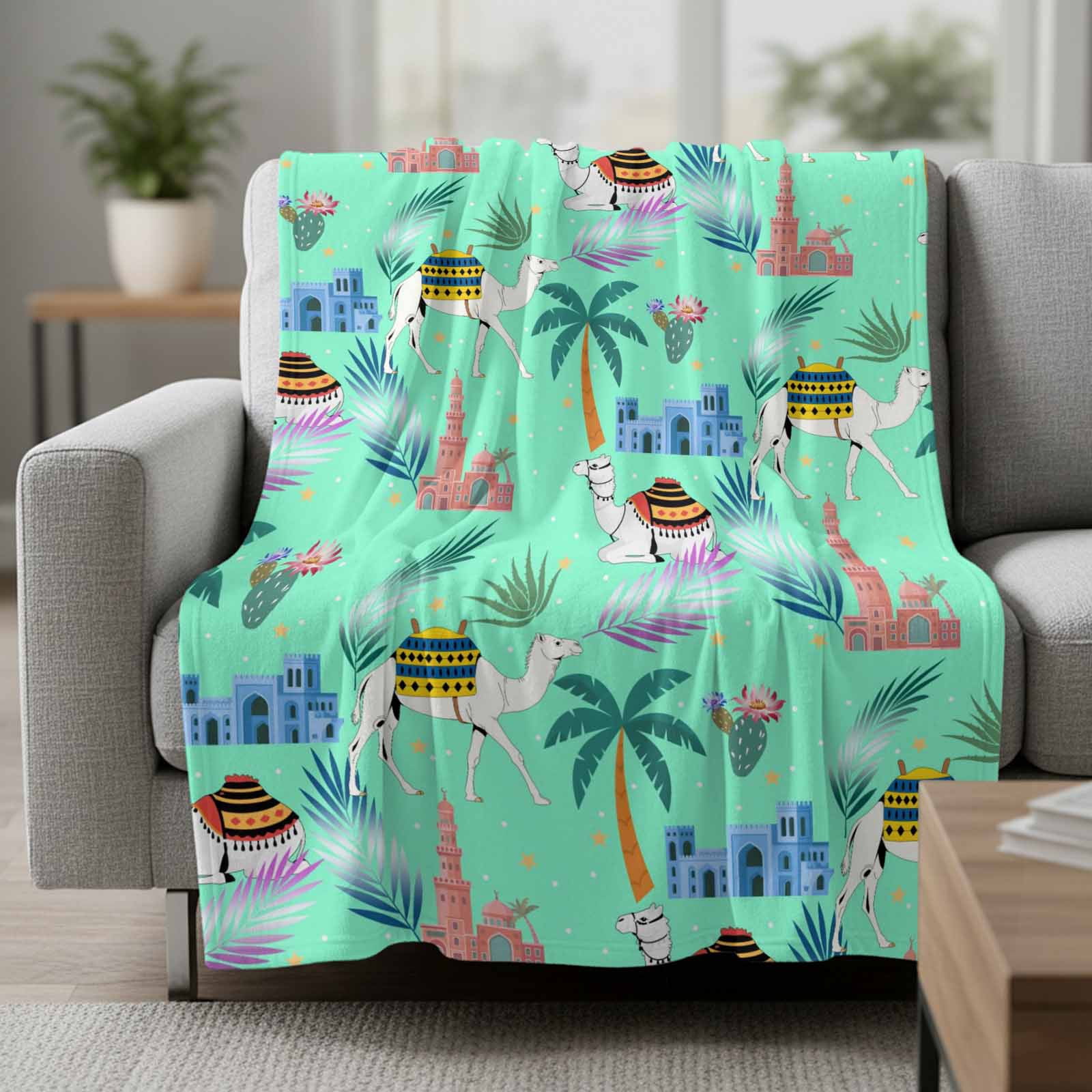Camels Fleece Throw Blanket Abstract Animal Aloe Vera Date Coconut ...