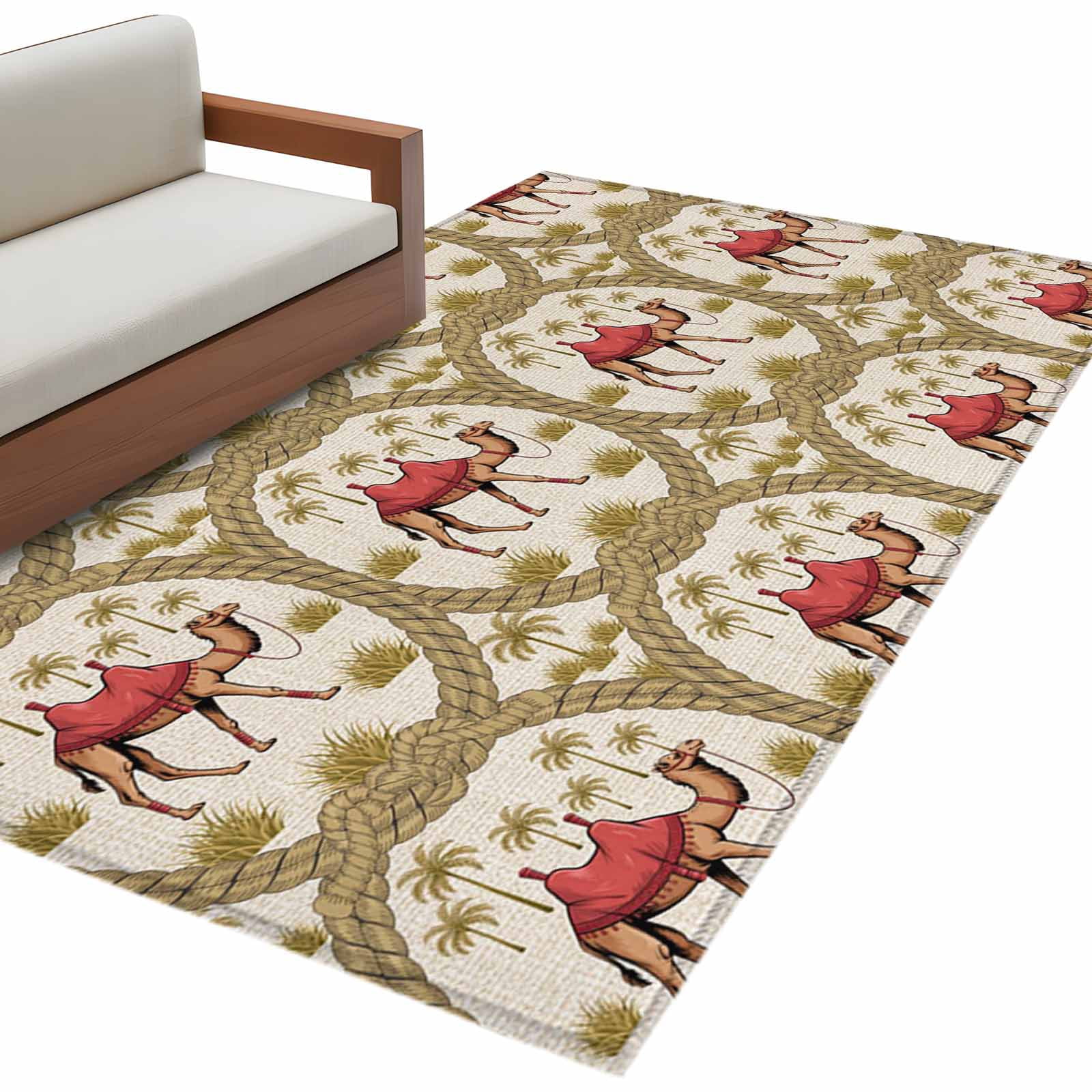 Camels Palm Trees Area Rugs Collection 4'x6', Desert Date Coconut Trees ...