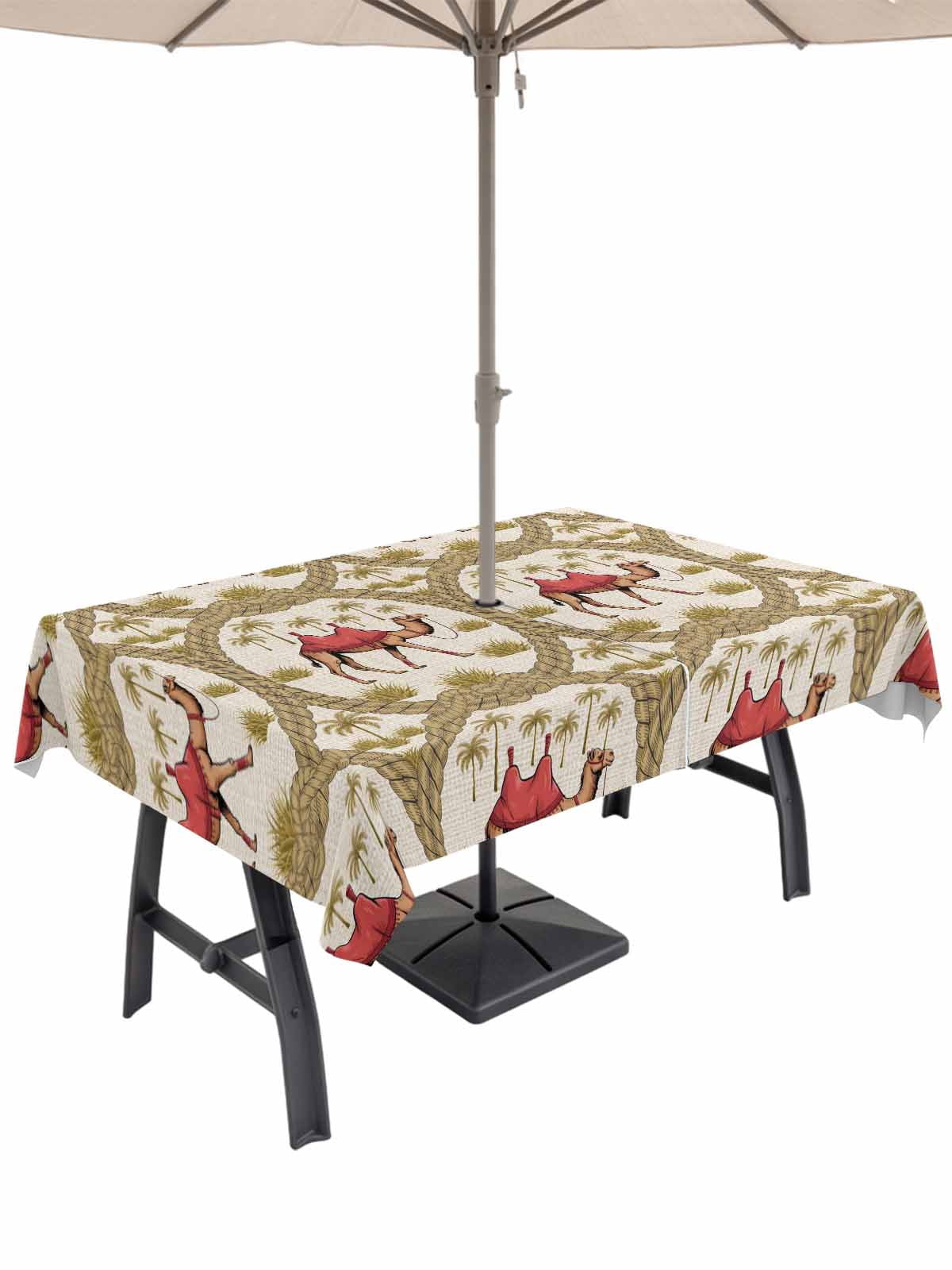 Camels Palm Trees Outdoor Tablecloth - 60x120 Inch Rectangle Dining ...