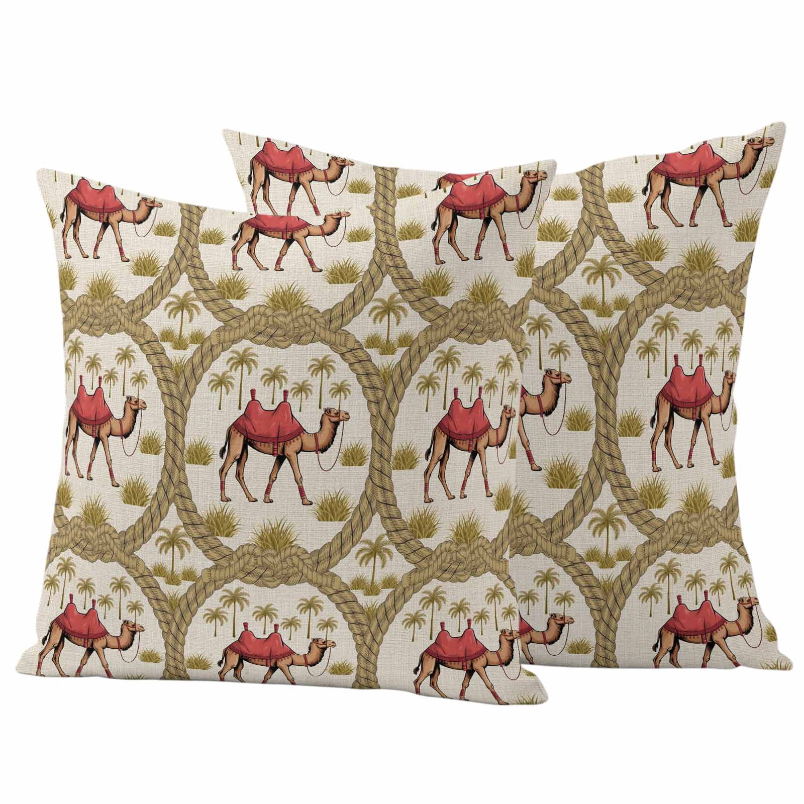 Camels Palm Trees Outdoor Waterproof Pillow Covers, Desert Date Coconut ...