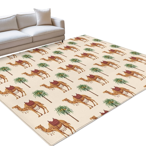 Camels Palm Trees Washable Rug 4x6 Area Rug for Living Room Bedroom Non ...