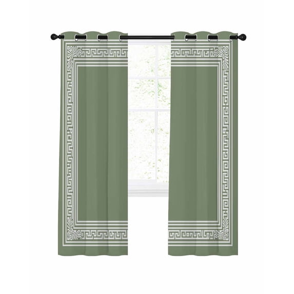Cameo Brown Greek Key Blackout Curtains 54 Inches Long for Bedroom ...