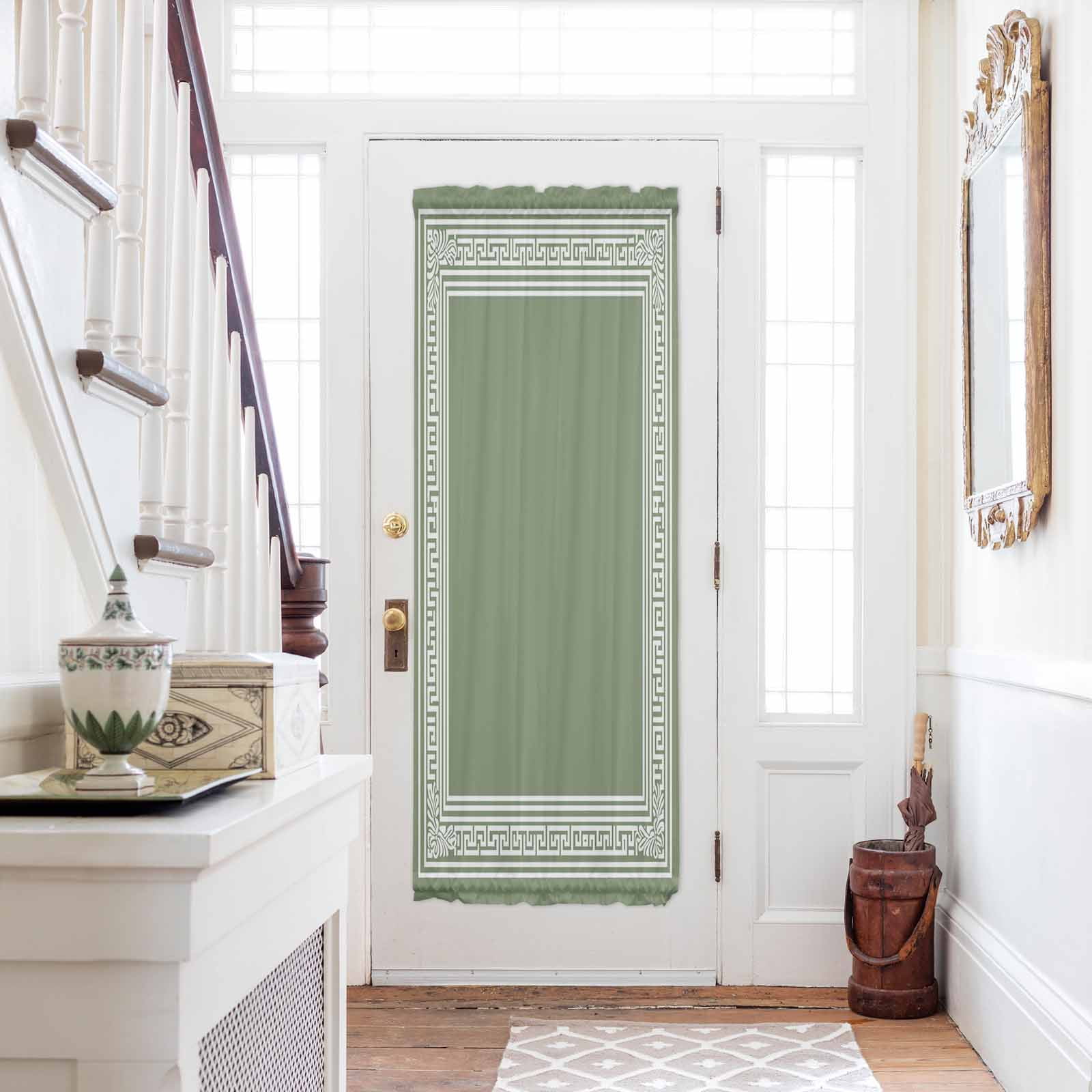 Cameo Brown Greek Key Door Curtains for Door Window, French Sidelight ...