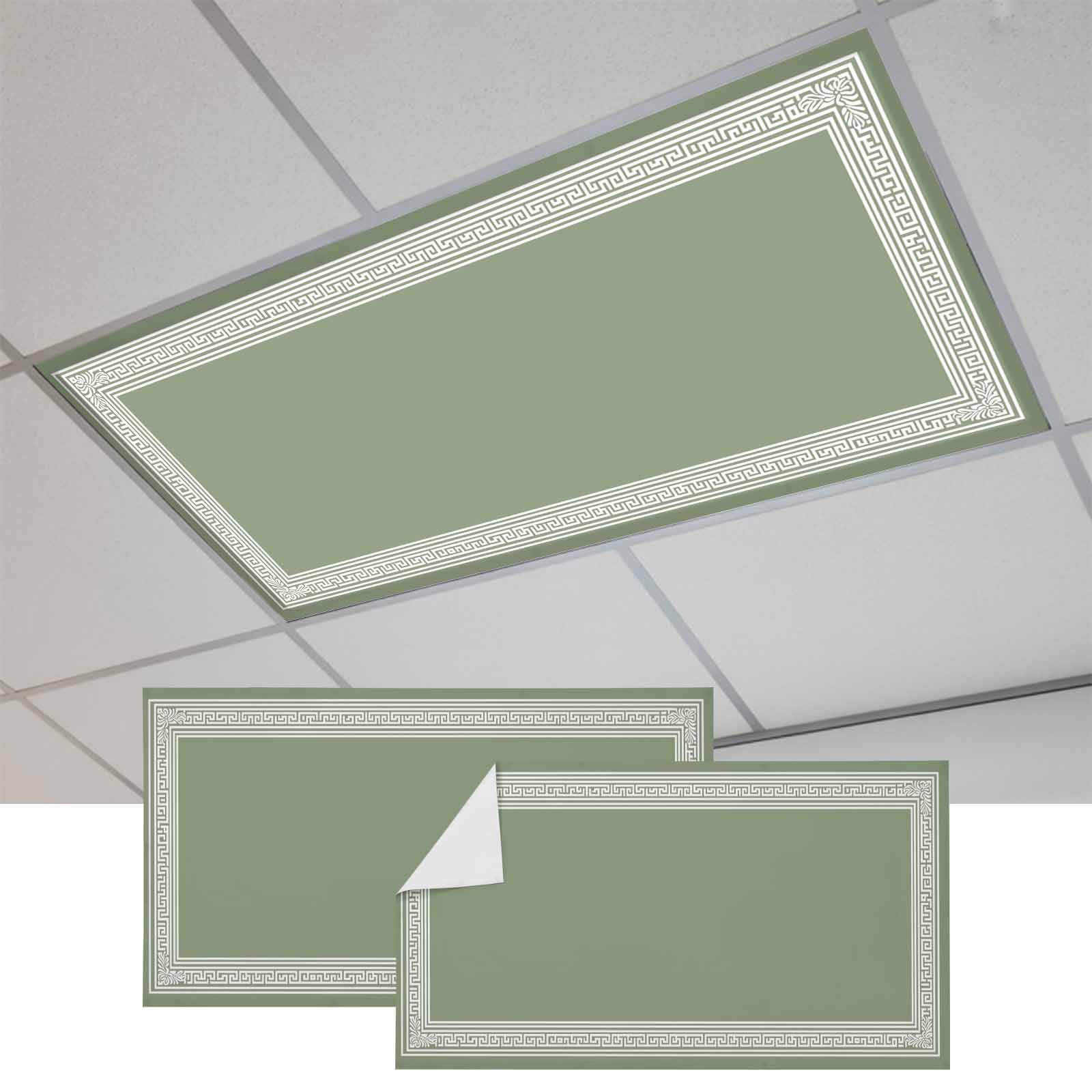 Cameo Brown Greek Key Magnetic Fluorescent Light Covers for Ceiling ...