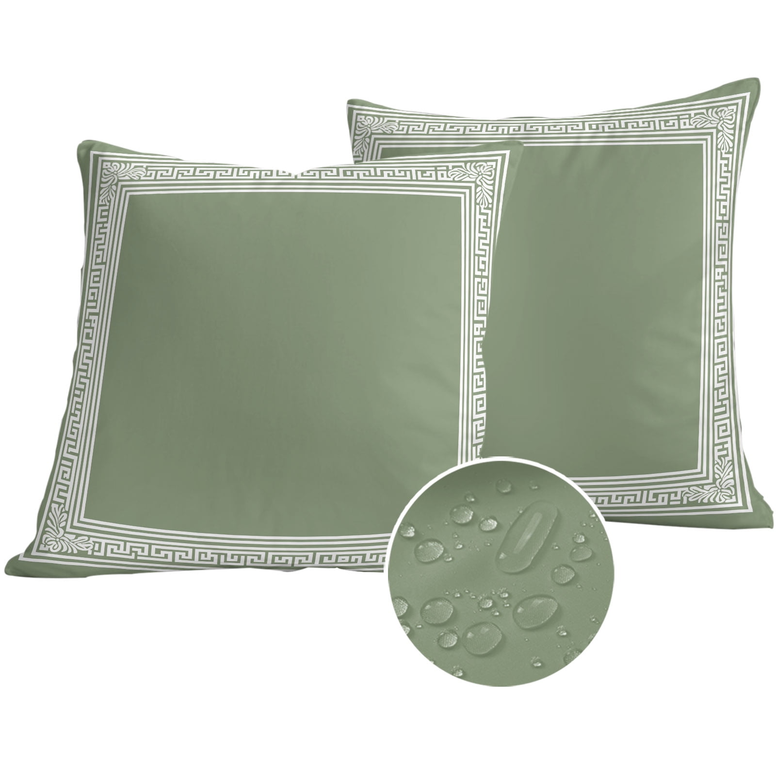 Cameo Brown Greek Key Outdoor Pillow Covers 26x26 Set of 2,Waterproof ...