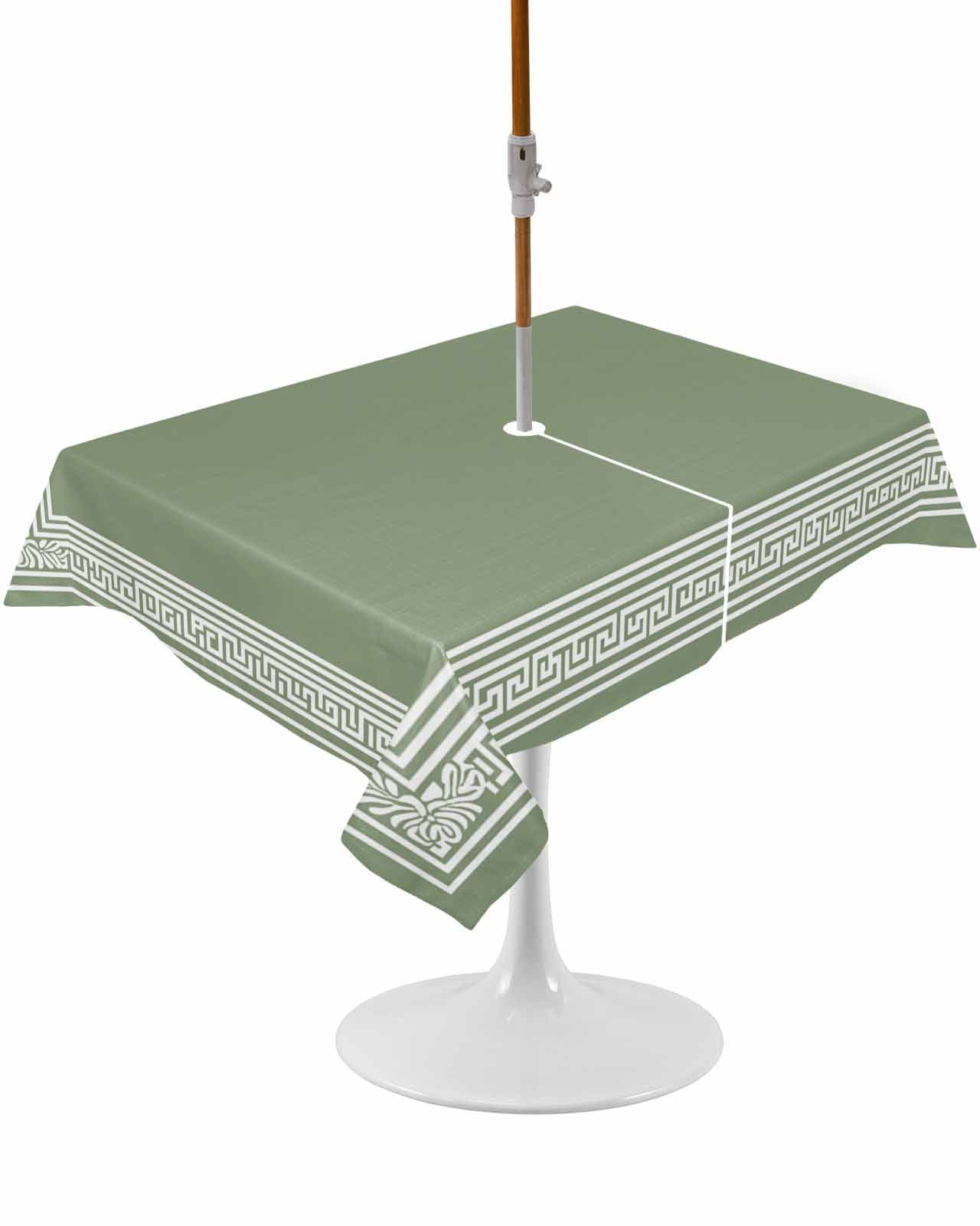 Cameo Brown Greek Key Rectangle Outdoor Tablecloth, Waterproof Table ...