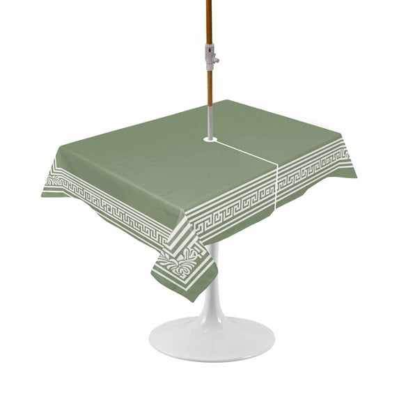 Cameo Brown Greek Key Rectangle Outdoor Tablecloth, Waterproof Table ...