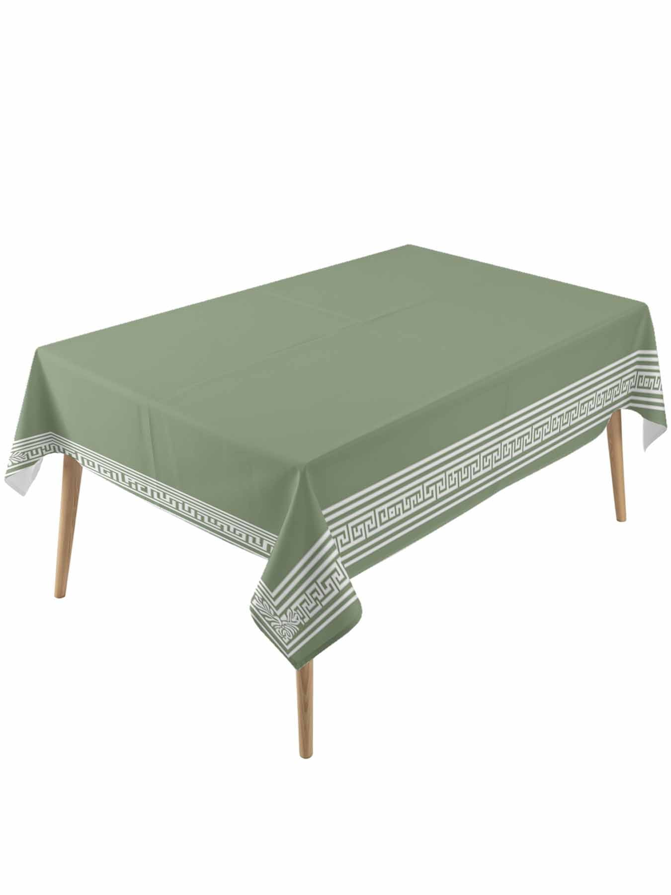 Cameo Brown Greek Key Table Cloth, Geometric Greece Ancient Farmhouse ...