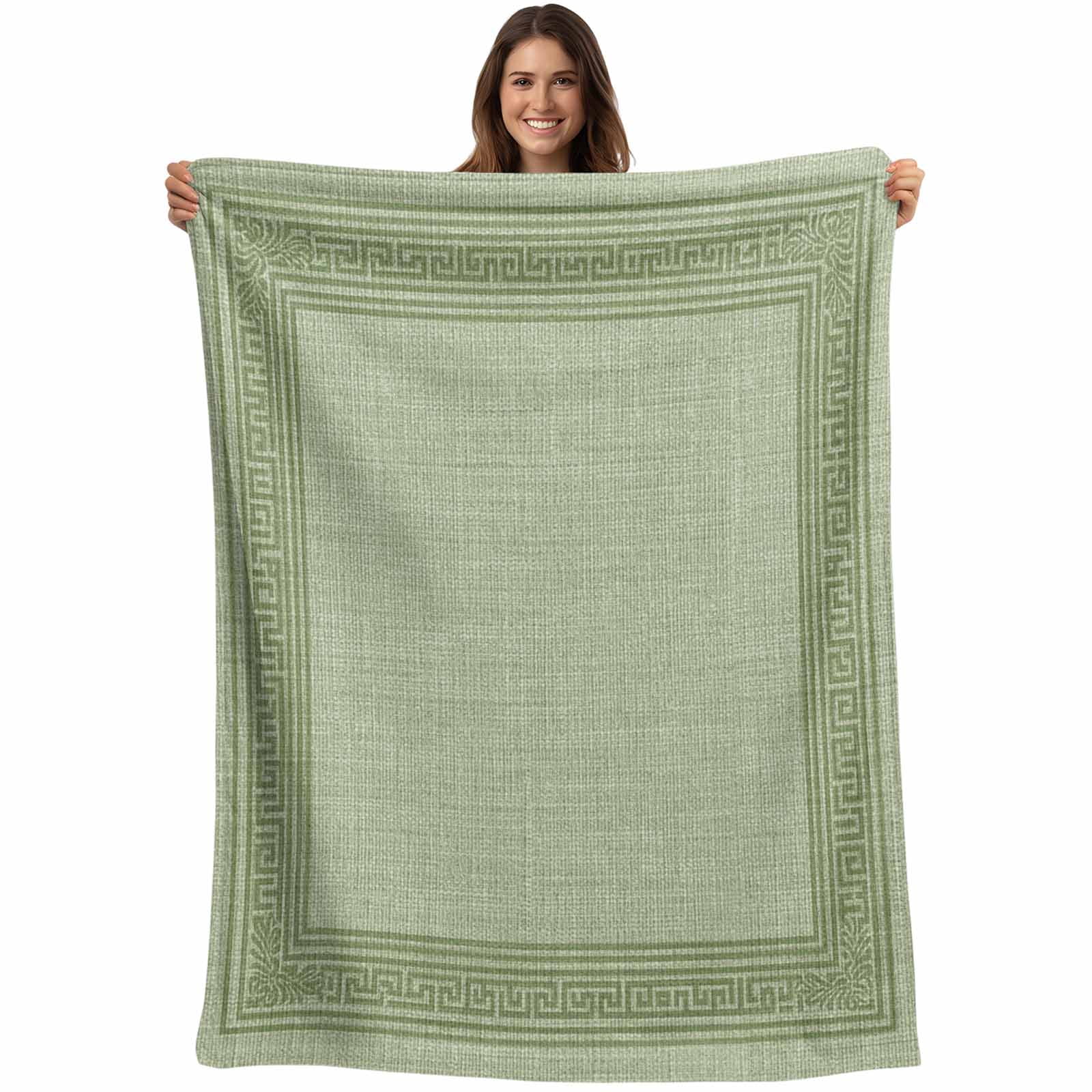 Cameo Green Retro Greek Key Blanket Soft Cozy Warm Throw Blanket for ...