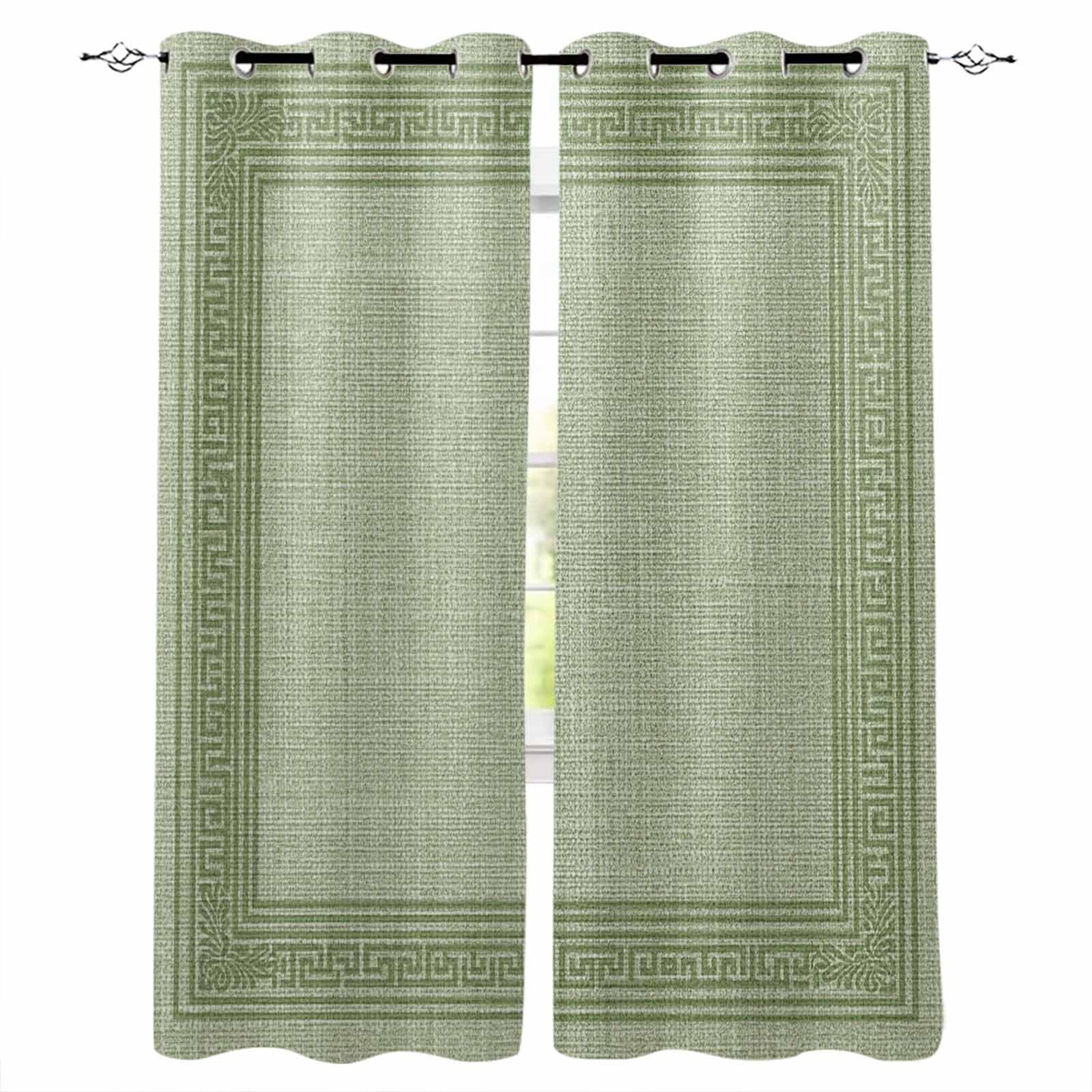 Cameo Green Retro Greek Key Kitchen Curtains Geometric Greece Ancient ...