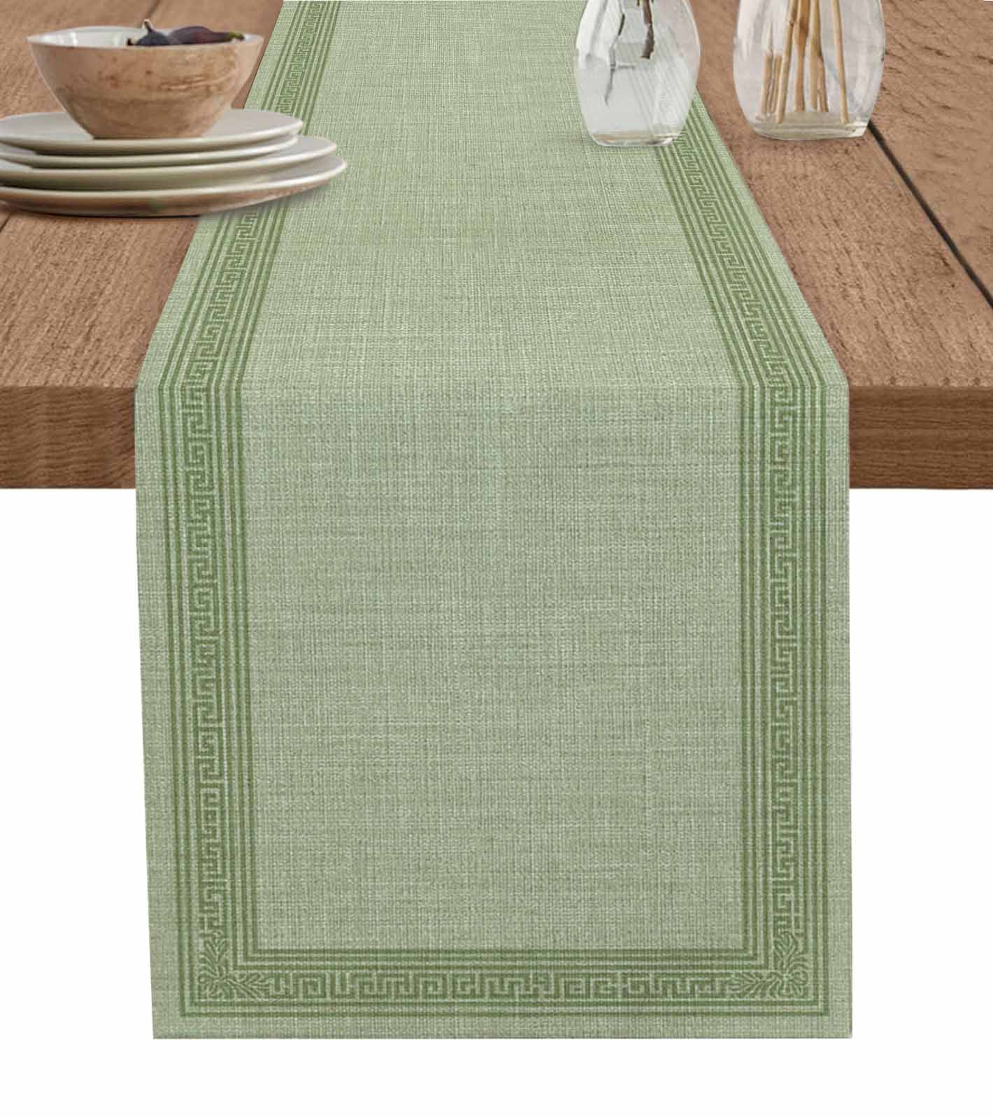 Cameo Green Retro Greek Key Table Runner 72 Inches, Geometric Greece ...