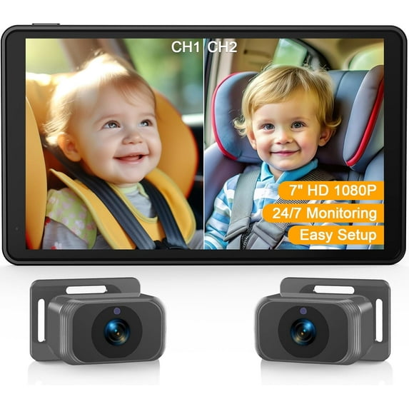 Camera for 2 - 7-Inch Split-Screen , Dual 1080P Cameras, Night Vision ...