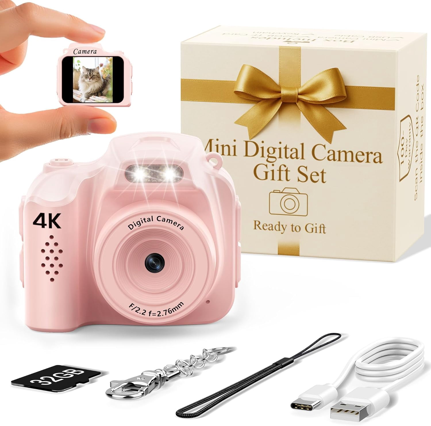 Camera -4K Digital Camera with 32GB Card & Elegant Box, Fun Pocket ...