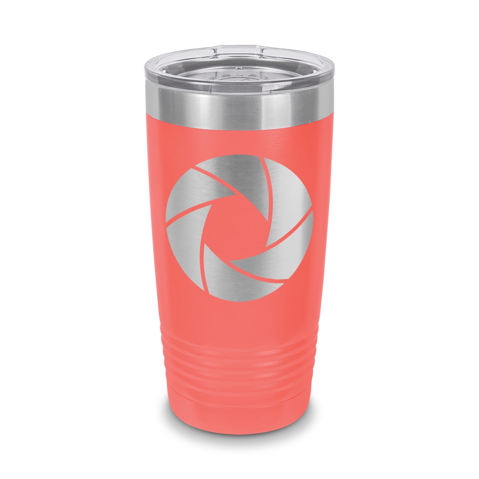 Camera Aperture Tumbler 20 oz - Laser Engraved w/ Clear Lid - Stainless ...