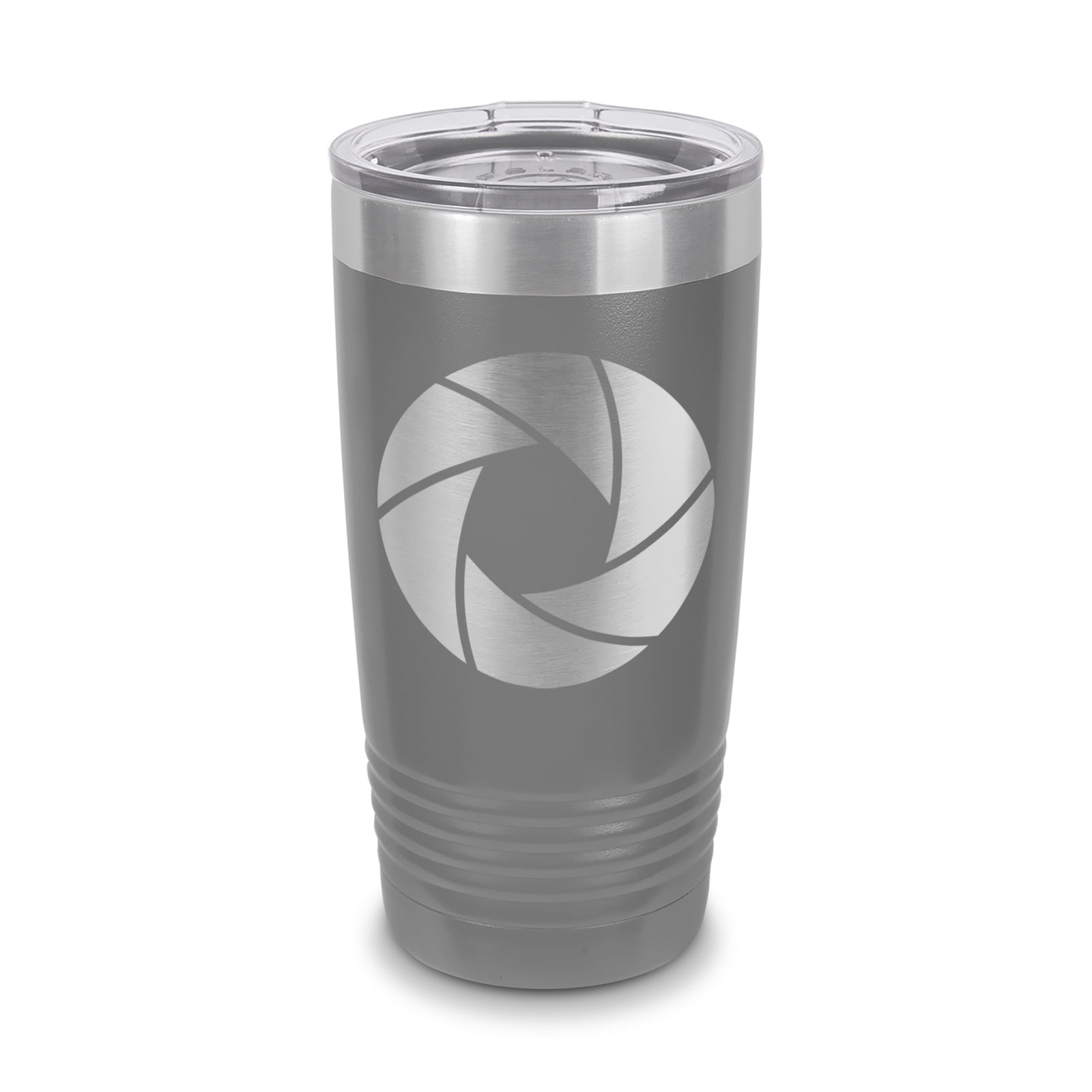 Camera Aperture Tumbler 20 oz - Laser Engraved w/ Clear Lid - Stainless ...