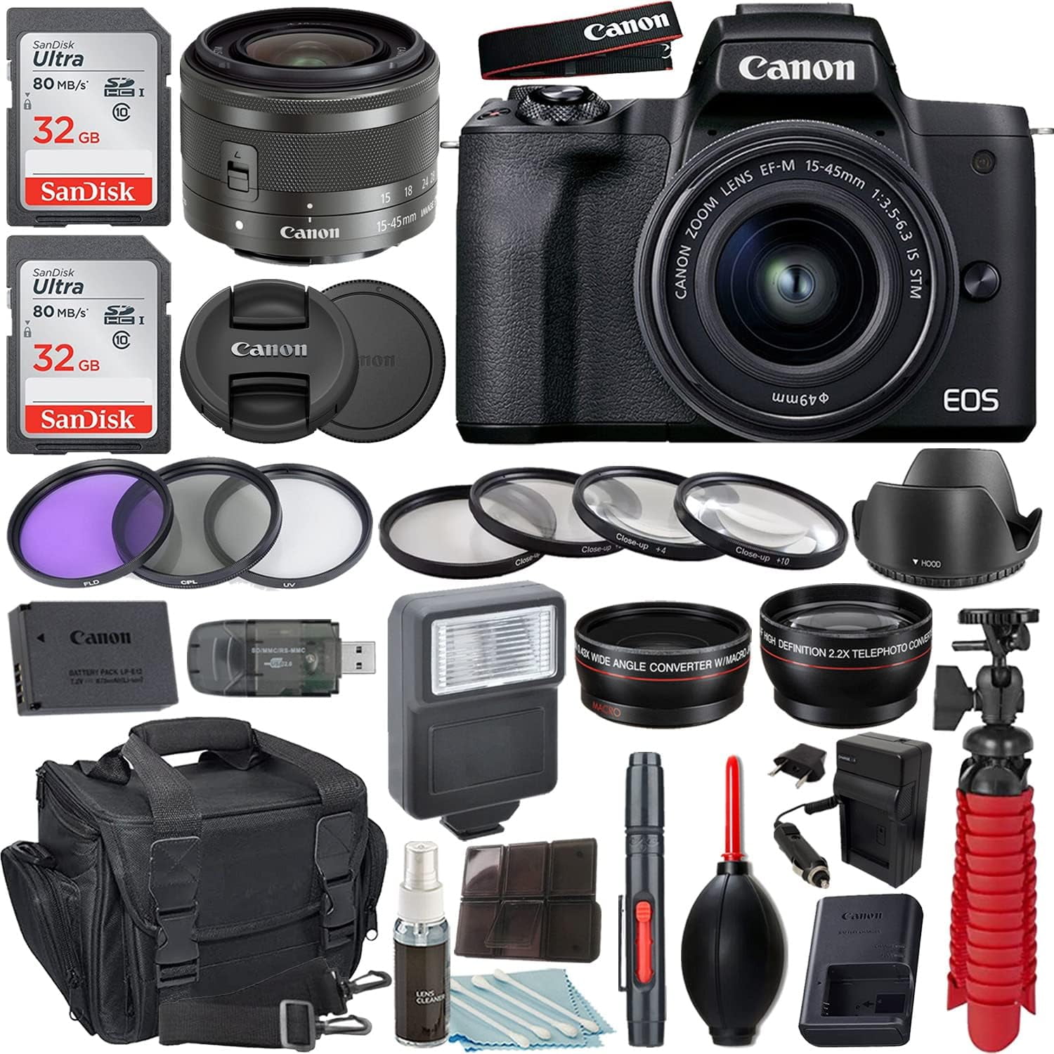 Canon EOS M50 Mark II Mirrorless Camera Bundle with EF-M 15-45mm Lens ...
