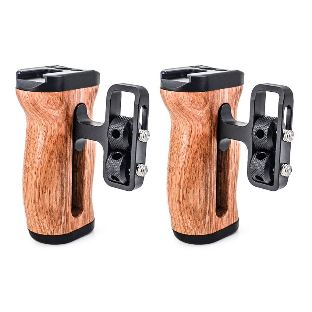 Camera Cage Wood Handle Grip with Cold Shoe Extension Handle for DSLR ...