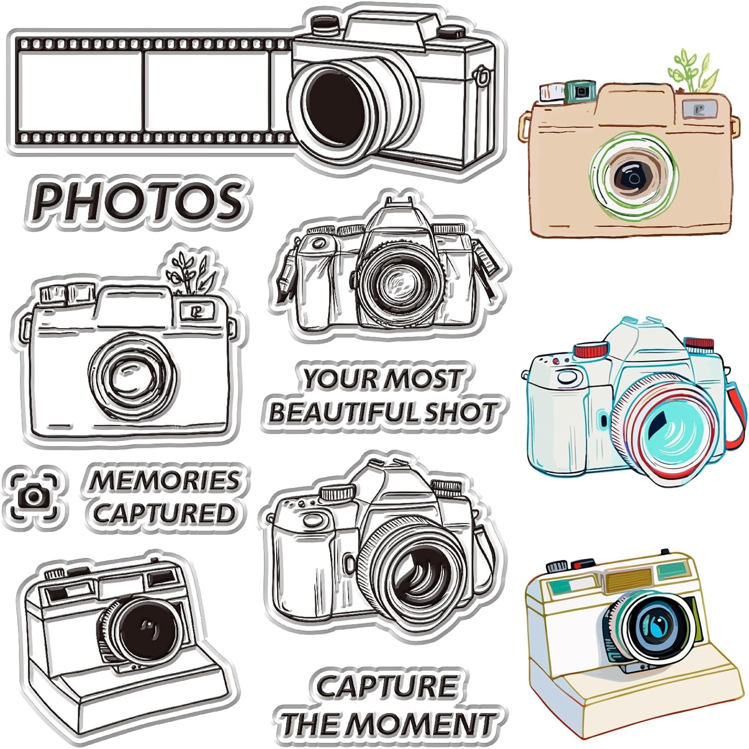 Camera Clear Stamps Words Reusable Transparent Silicone Stamp Seals for ...