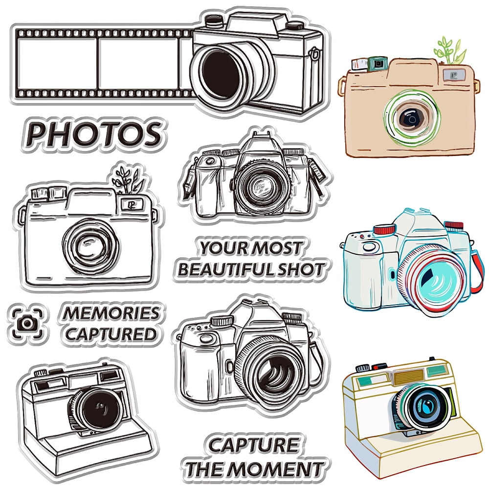Camera Clear Stamps Words Reusable Transparent Silicone Stamp Seals for ...