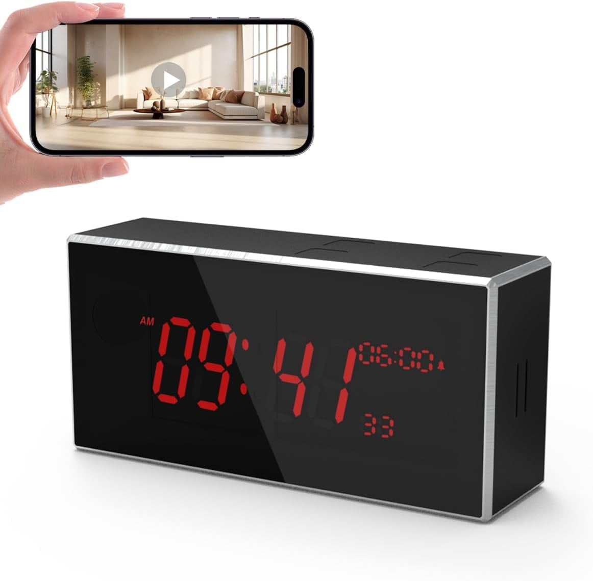 Camera Clock Full HD 1080P Wireless with Night Vision,Indoor Security ...