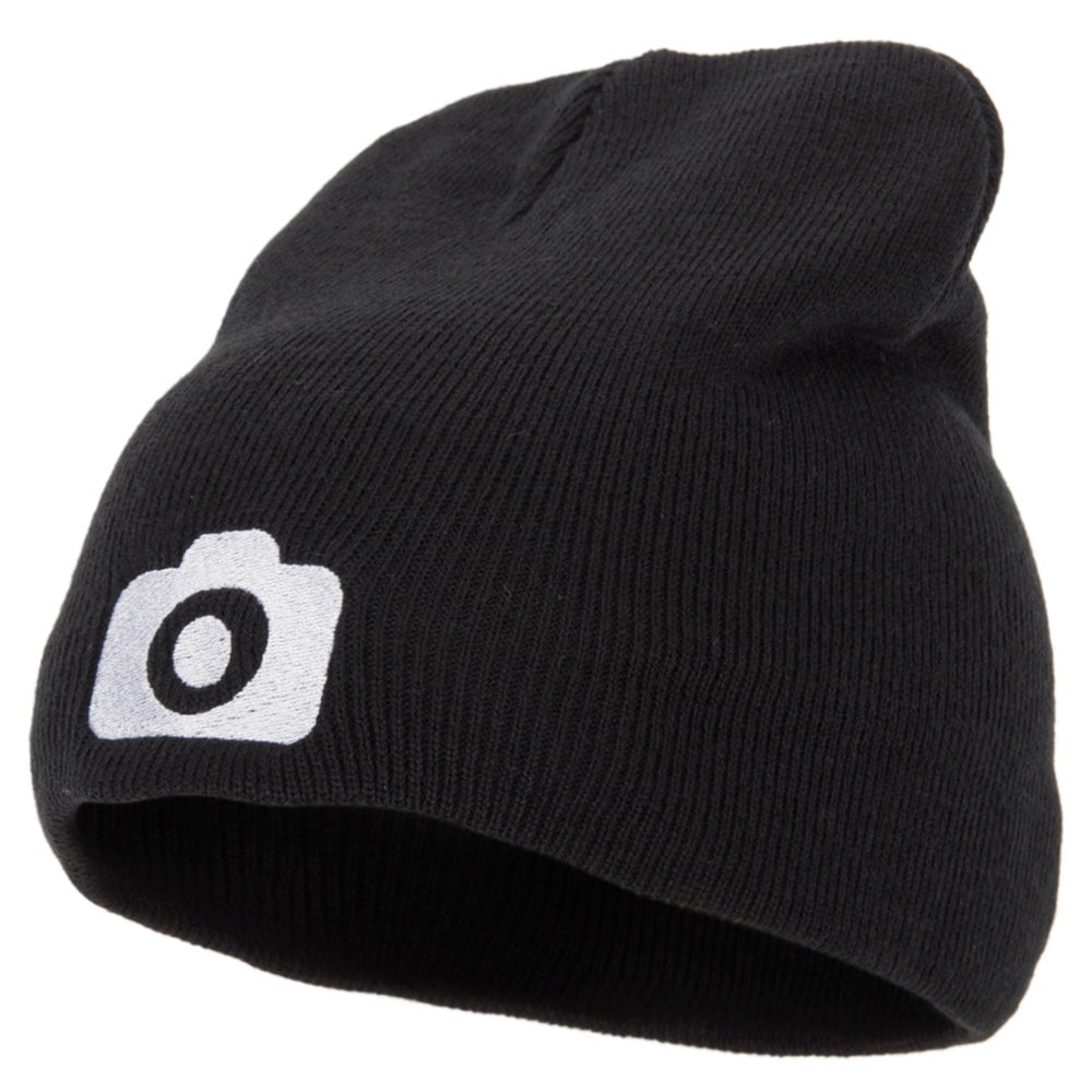 Camera Design Photographer Embroidered 8 Inch Knitted Short Beanie ...