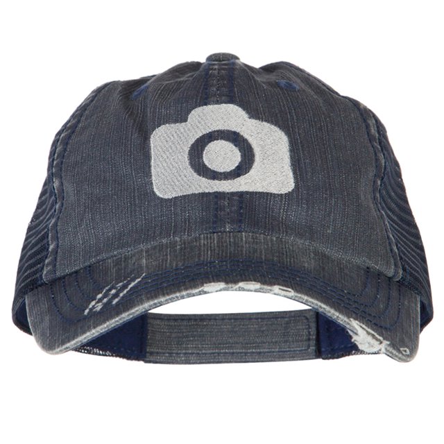 Camera Design Photographer Embroidered Low Profile Mesh Cap - Navy OSFM ...