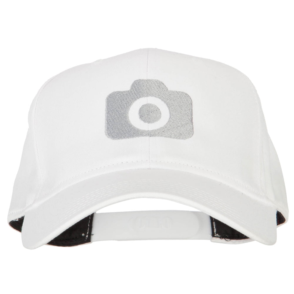 Camera Design Photographer Embroidered Solid Cotton Cap - White OSFM ...