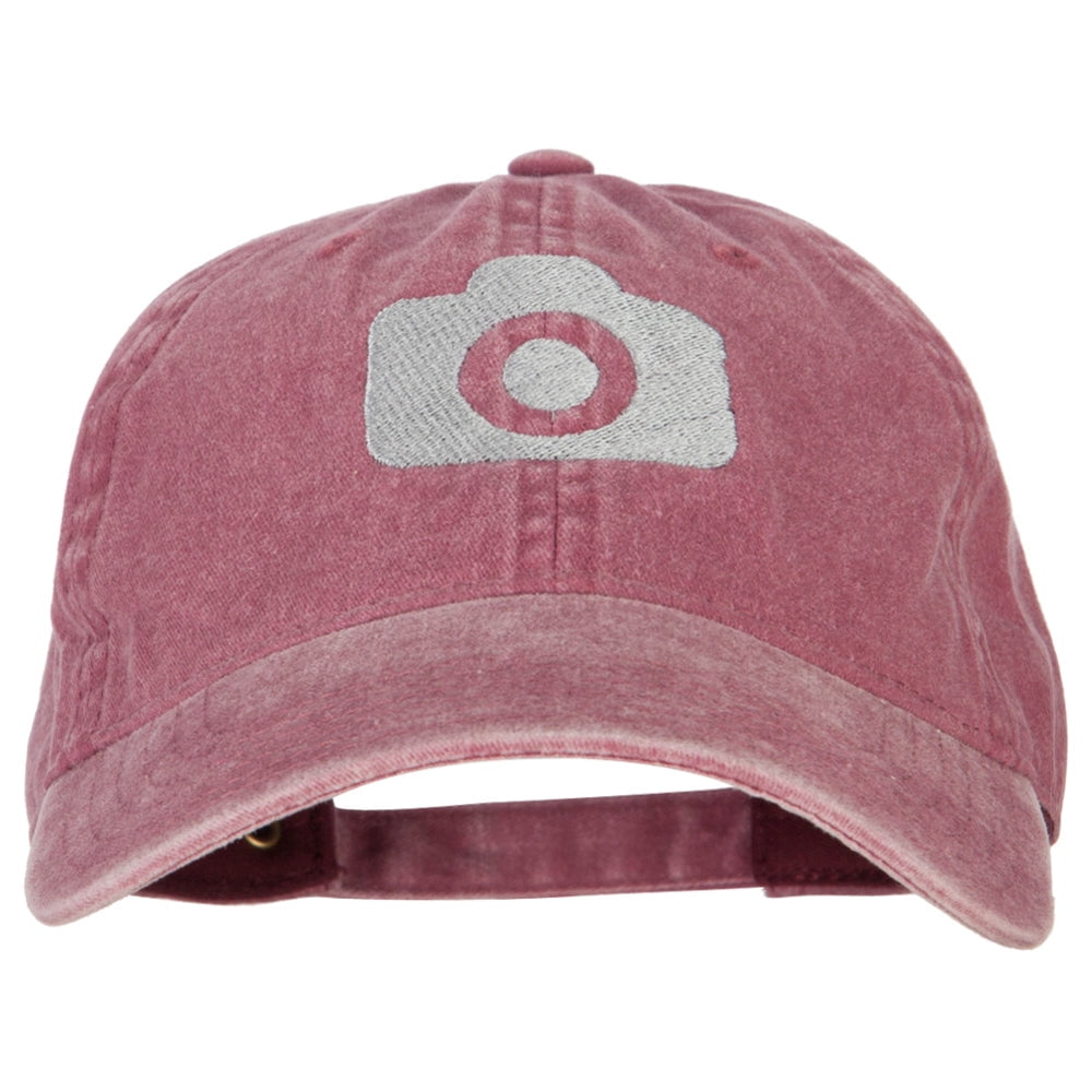Camera Design Photographer Embroidered Washed Cotton Twill Cap - Maroon ...